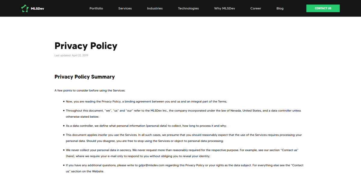 Privacy Policy | MLSDev